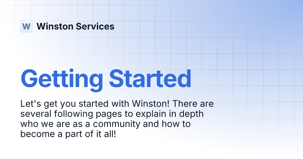 Getting Started | Winston Services